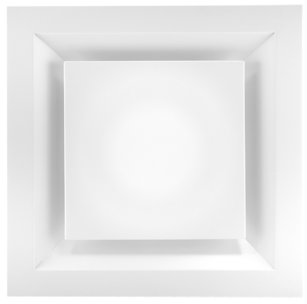 24x24" Aluminum Single Cone Ceiling Square Diffuser - (with removable – Linear Air Diffusers