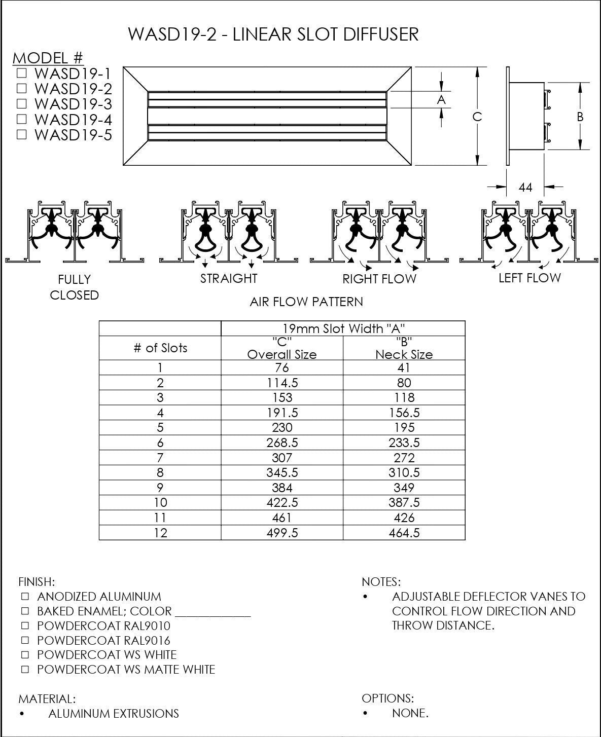 36" Linear Slot Diffuser Vent Cover (2 Slots - 19mm Openings) - White ...